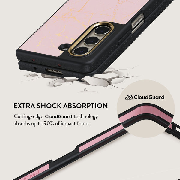 Peachy Gold - Pink Marble Samsung Galaxy Z Fold 5 Case | BURGA