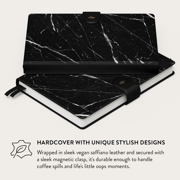 Noir Origin - Black Marble Saffiano Leather Infinity Planner | BURGA