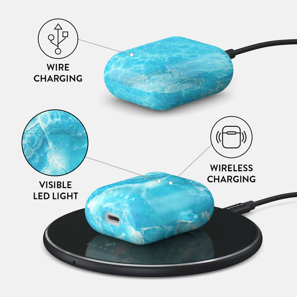 Ocean Waves - Blue Apple Airpod Case Cover | BURGA
